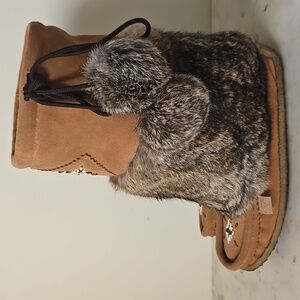 Laurentian | Shoes | Laurentian Chief Rabbit Fur And Suede Beaded ...